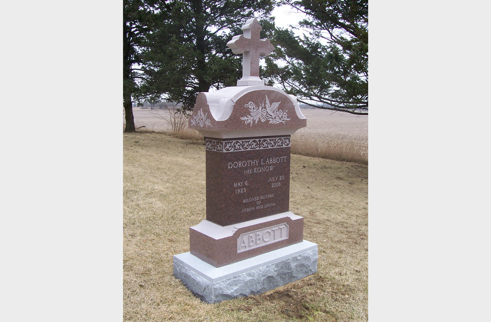 Red-Brown multi piece Monument for Single Grave with detailed carvings ...